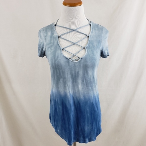 American Eagle Outfitters | Tops | American Eagle Top Tie Dye Cage Neck Shirt Blue Ombre Size Xs ...